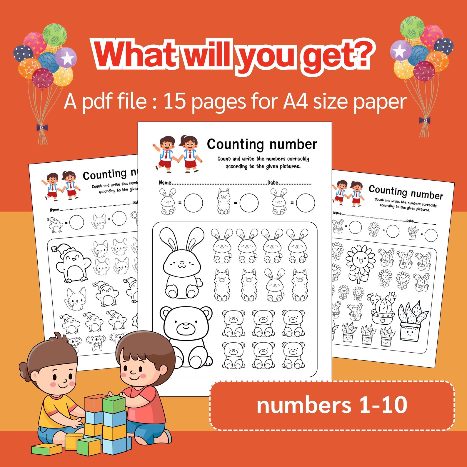 Counting & Writing Number Worksheets for Kindergarten to 1st Grade - Etsy