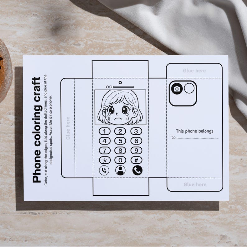 Phone Coloring Craft for Kids: DIY Paper Mobile (PDF Printable) - Etsy