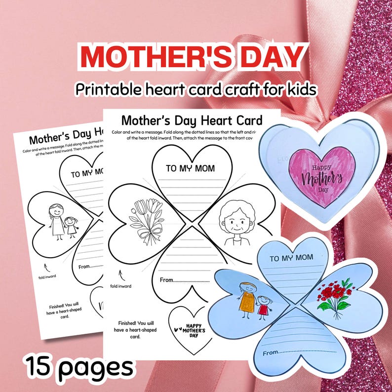 Mother’s Day Heart Card Craft for Kids! Mother's Day Activity, Creative ...