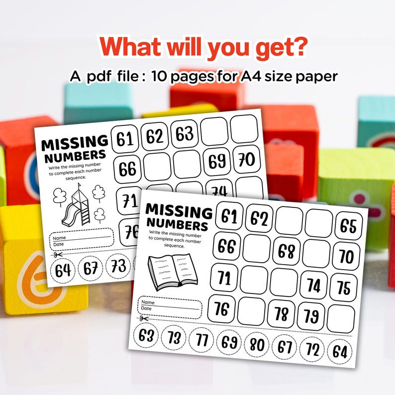 Missing Numbers 1-100 Worksheet: Kindergarten Math Activity (PDF ...