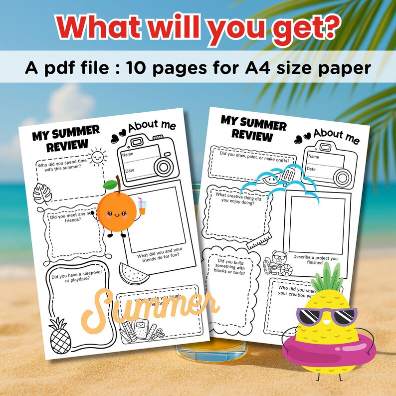 Summer Review Writing Prompt Worksheets for Grades 1–3, Back to School ...