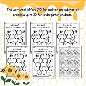 Addition & Subtraction Worksheets: Grade 1-2 Math Exercises (PDF) - Etsy