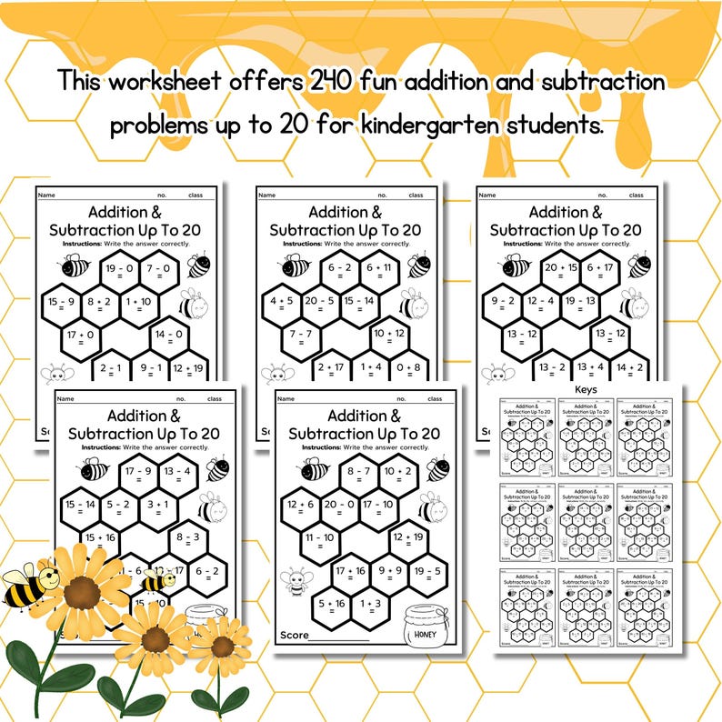 Addition & Subtraction Worksheets: Grade 1-2 Math Exercises (PDF) - Etsy