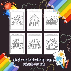 Cozy Christmas Coloring Pages for Kids, Toddlers 3-5, Festival ...