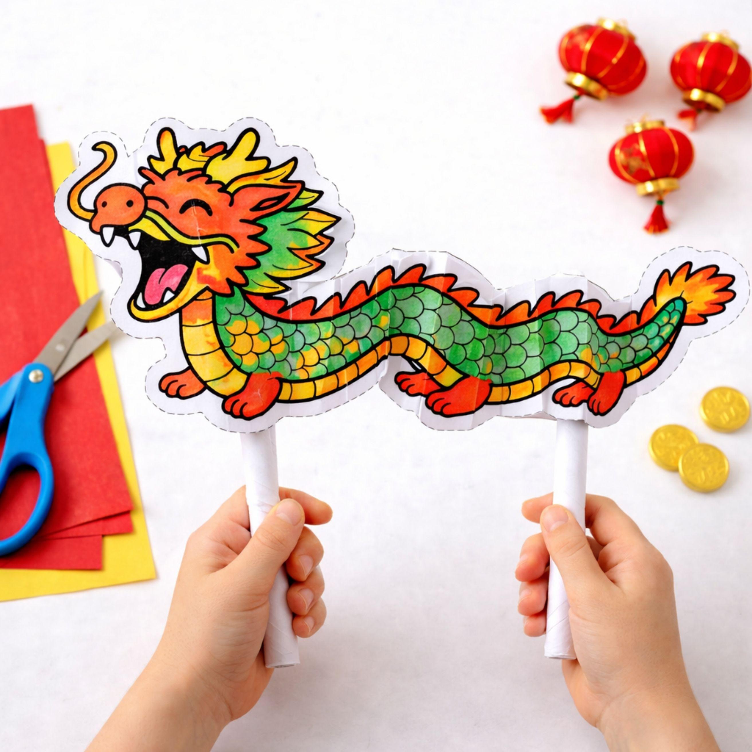 Chinese Lunar New Year Dragon Stick Puppet Craft for Kids | DIY ...
