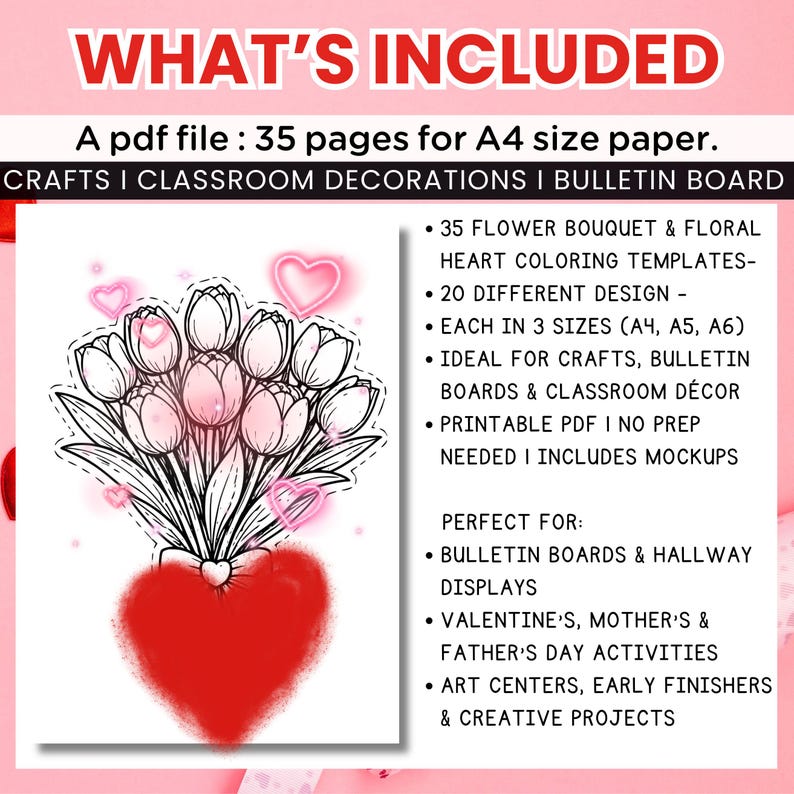 Flower Bouquet Coloring Templates for Crafts, Bulletin Boards ...