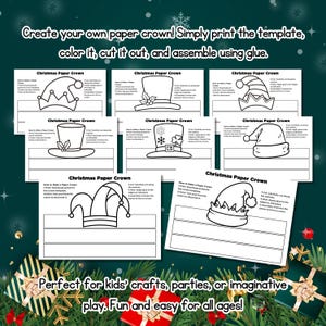 Printable Christmas Crown Craft for Kids, Christmas Coloring Pages ...