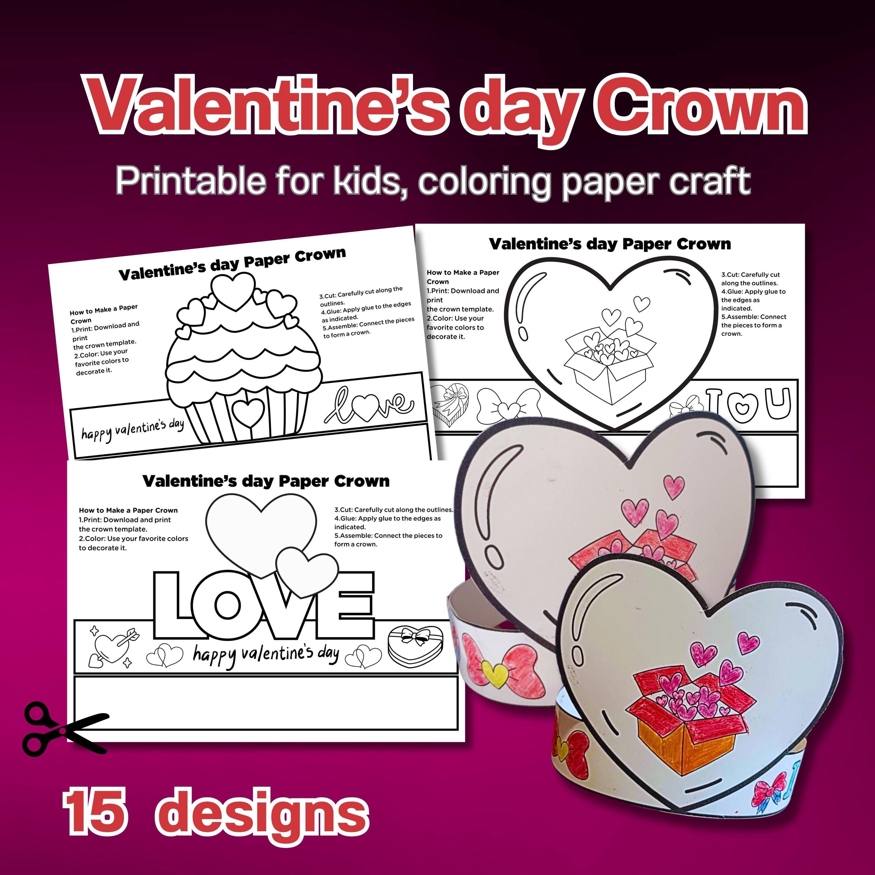 Valentine's Day Crown Craft for Kids,coloring Pages, Kids Activity ...