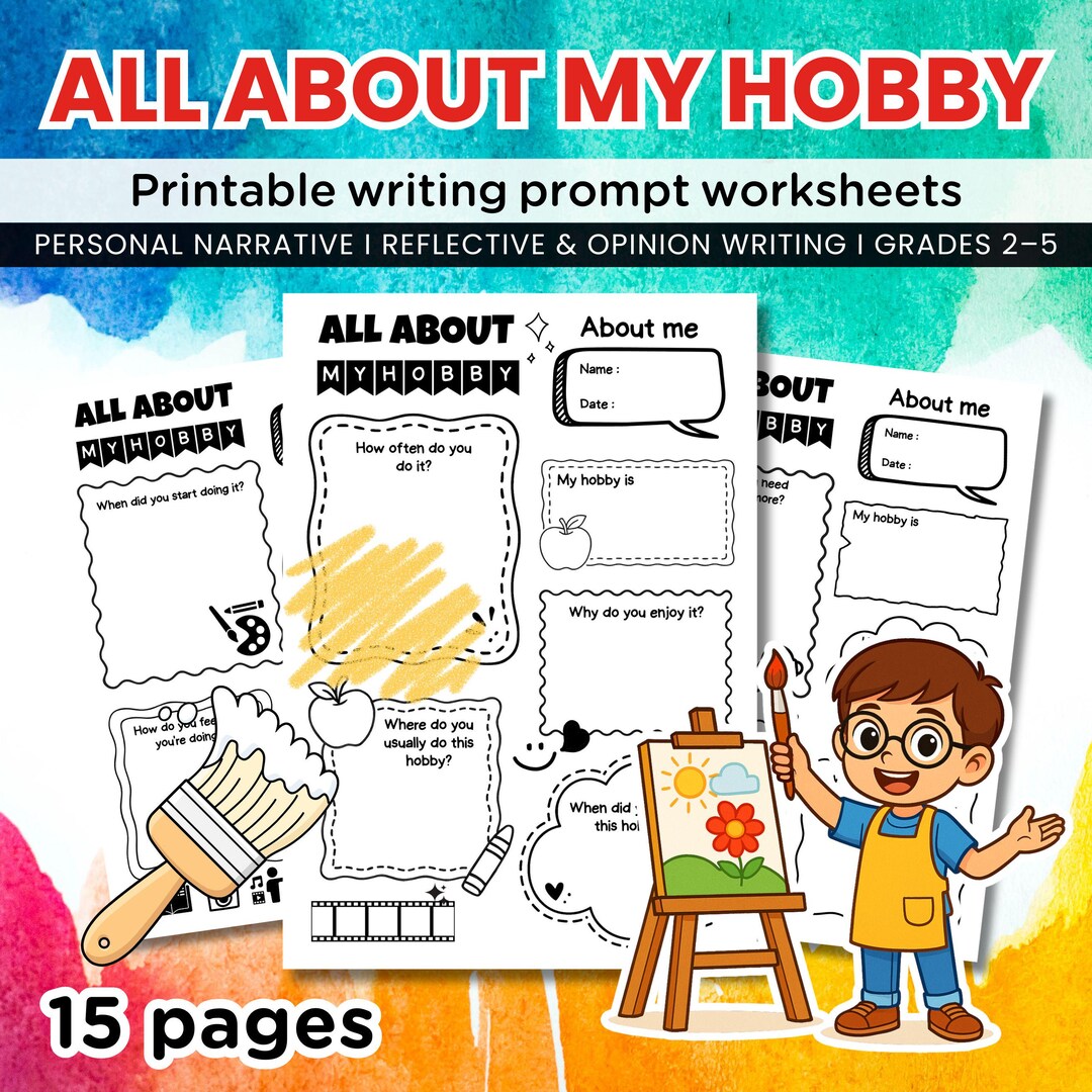 Hobby Writing Prompts Worksheet: Grades 2-5 Creative Writing (PDF File ...
