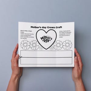 Mother’s Day Crown Craft, Printable Coloring Template for Kids, Mother ...