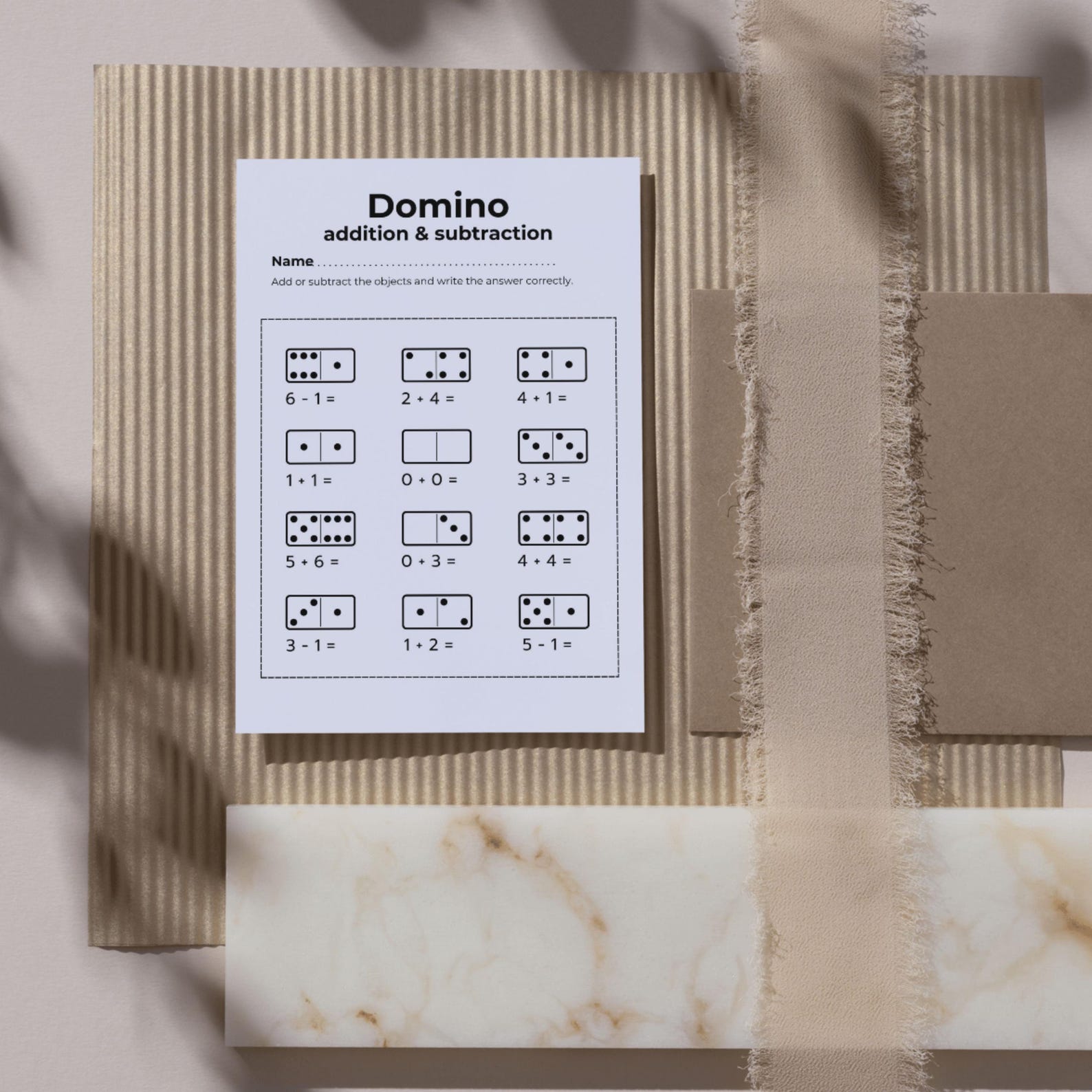 Domino Addition and Subtraction Worksheets for Kindergarten to 1st ...