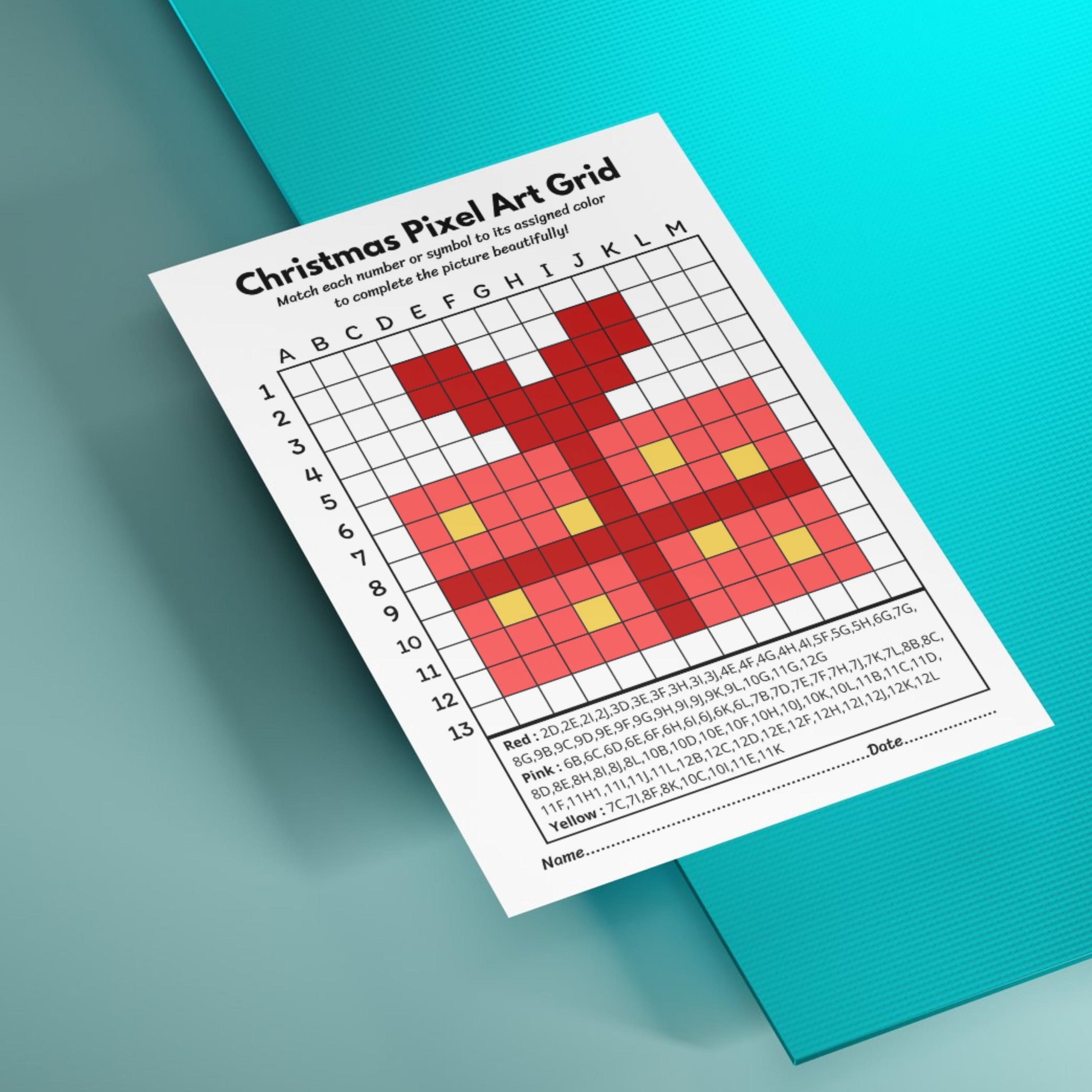 Christmas Pixel Art Grid for Kid, Christmas Grid, Art Printable, Kids ...