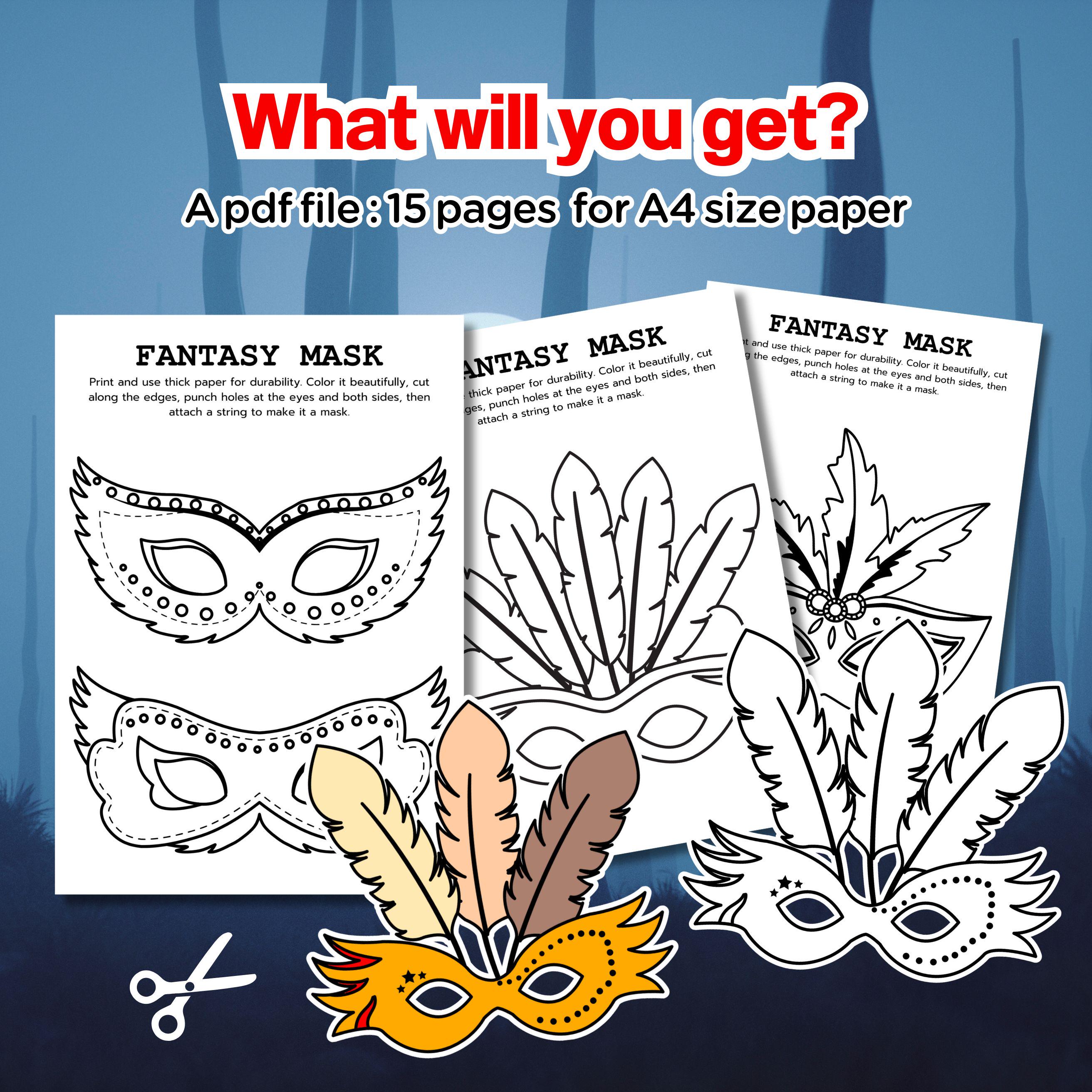 Fantasy Mask Printable Craft for Kids, DIY Costume Mask for Party ...