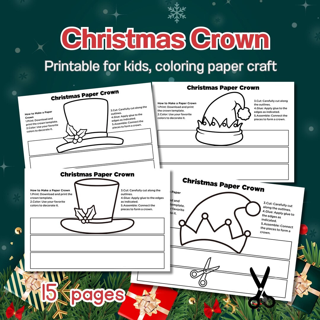 Printable Christmas Crown Craft for Kids, Christmas Coloring Pages ...