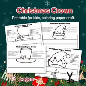 Printable Christmas Crown Craft for Kids, Christmas Coloring Pages ...