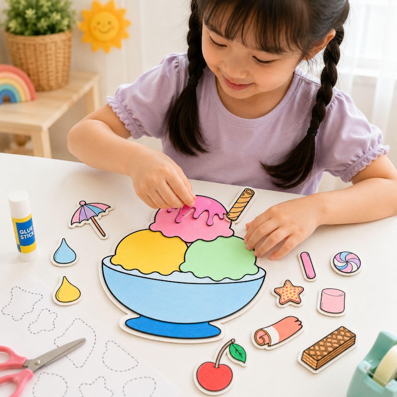 Summer Ice Cream Craft Printable | Kids Build Your Own Activity (15 ...