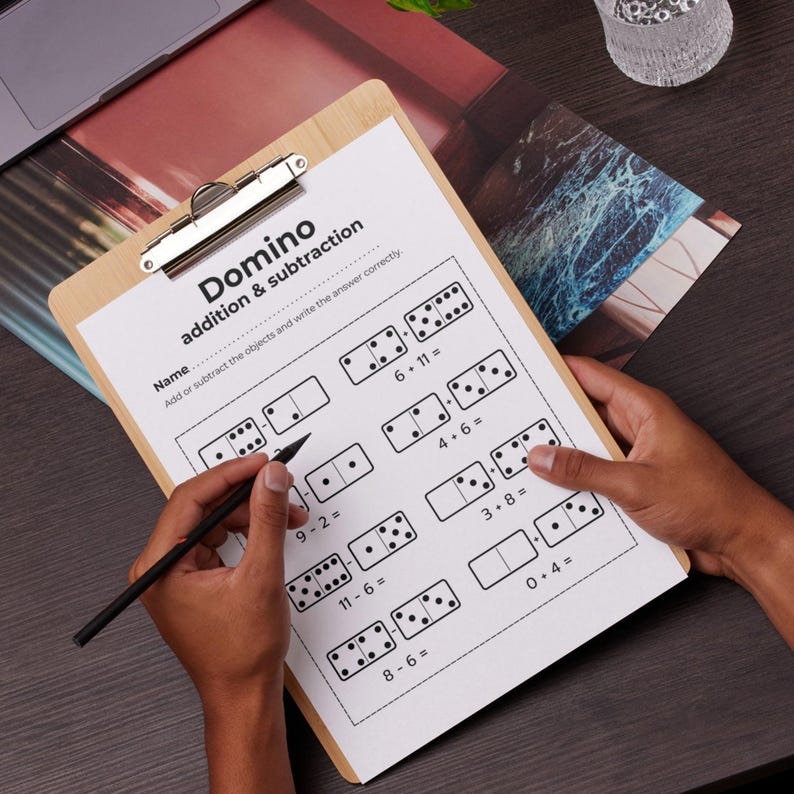 Domino Addition and Subtraction Worksheets for Kindergarten to 1st ...