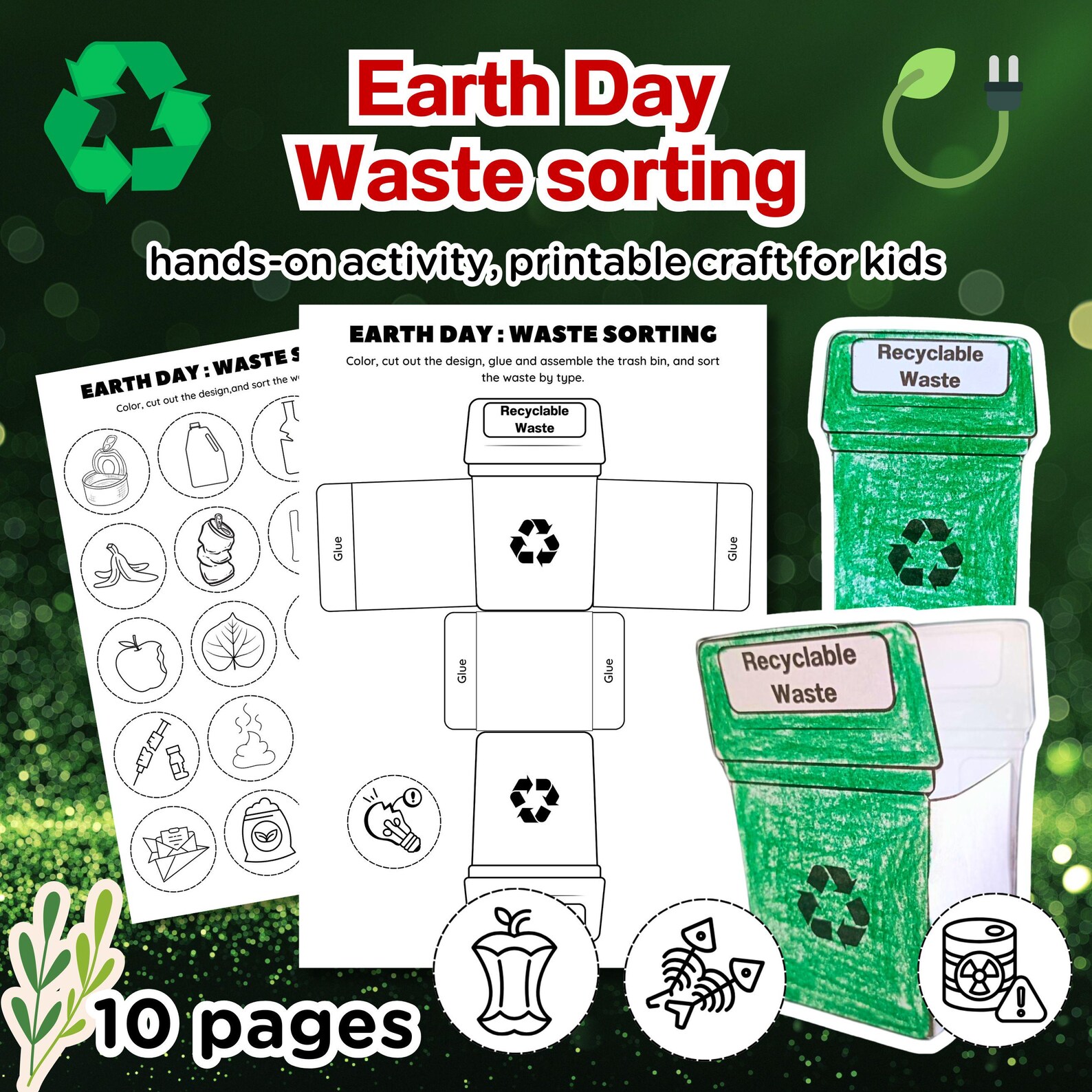 Earth Day Waste Sorting, Cut and Sort Craft for Kids, Earth Day ...