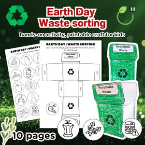 Earth Day Waste Sorting, Cut and Sort Craft for Kids, Earth Day ...