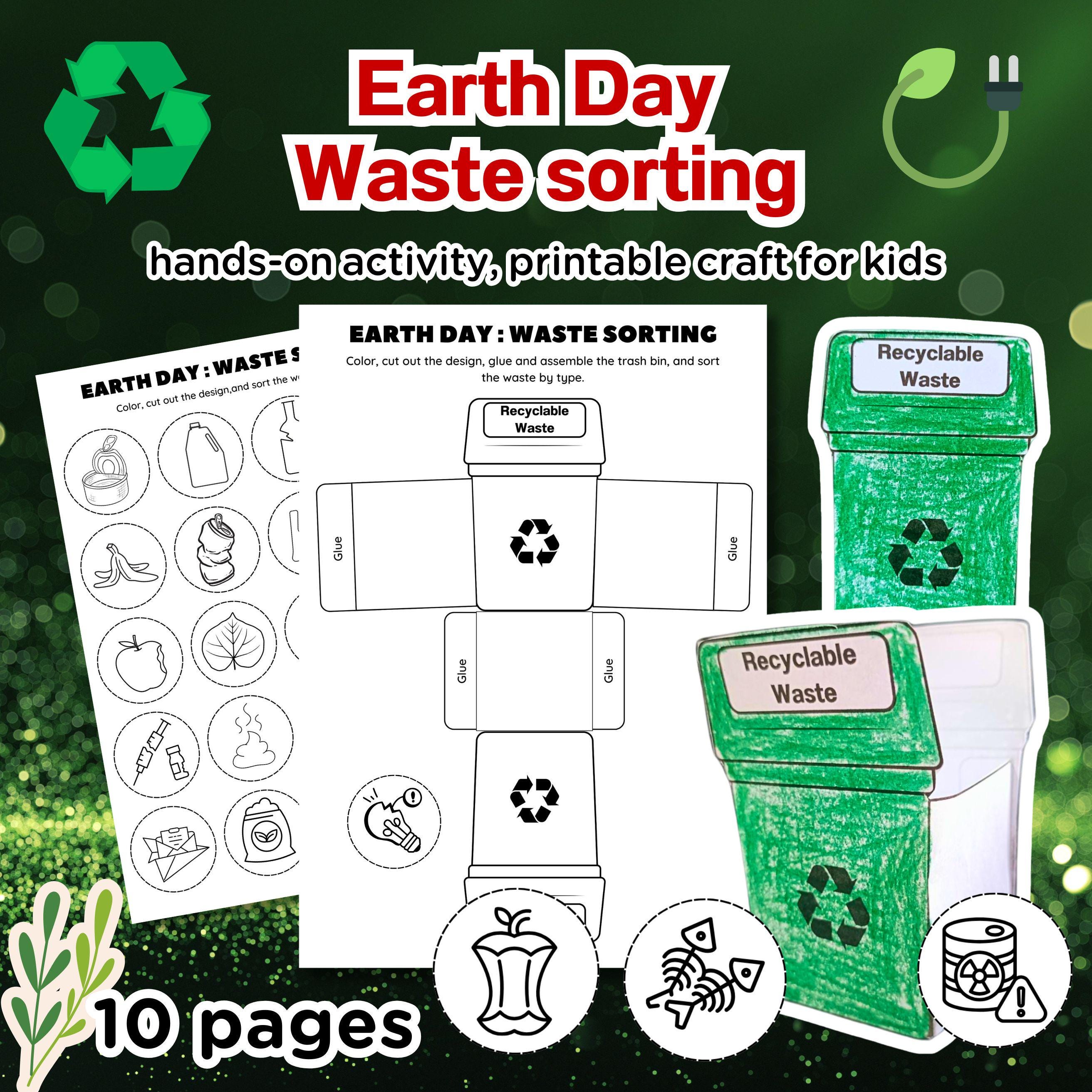 Earth Day Waste Sorting, Cut and Sort Craft for Kids, Earth Day ...