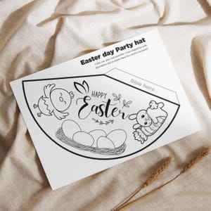 Easter Party Hat Craft for Kids, Fun Printable Coloring Template for ...