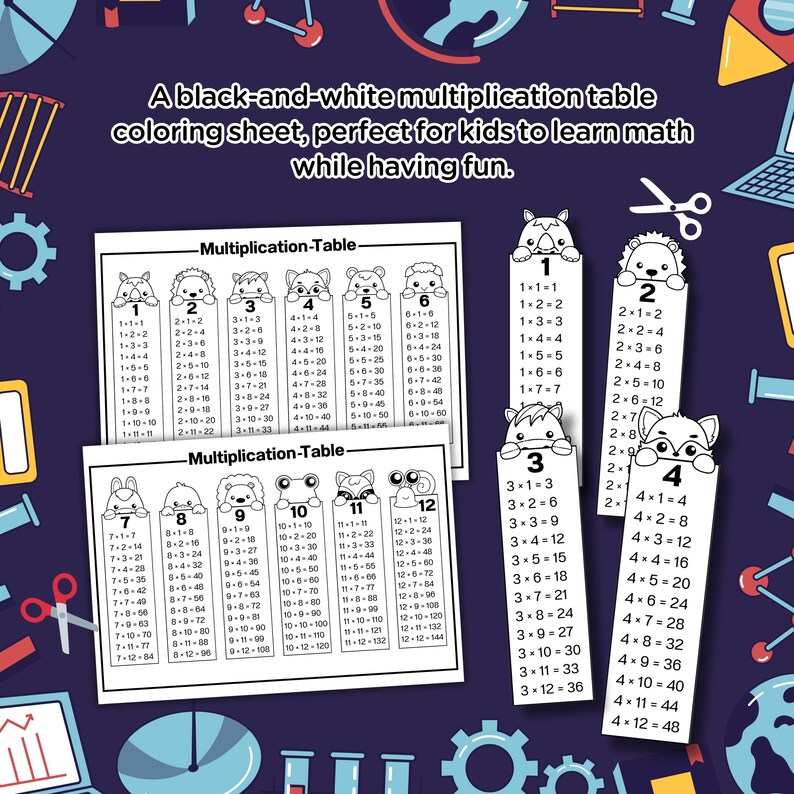 Printable Animal Multiplication Table Coloring Sheet for Kids - Fun ...