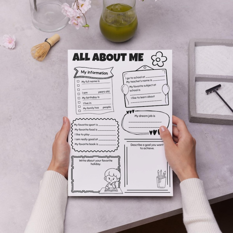 All About Me Writing Worksheets for Grades 2-6, Back to School Activity ...