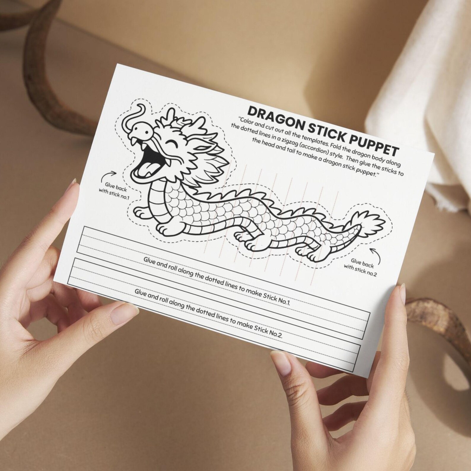 Chinese Lunar New Year Dragon Stick Puppet Craft for Kids | DIY ...