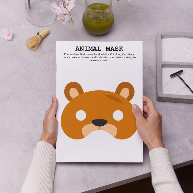 Animal Mask Printable Craft for Kid's Party, DIY Printable Mask, Role ...