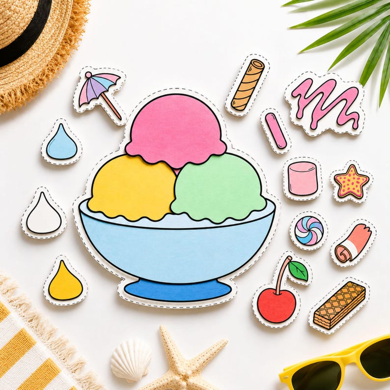 Summer Ice Cream Craft Printable | Kids Build Your Own Activity (15 ...