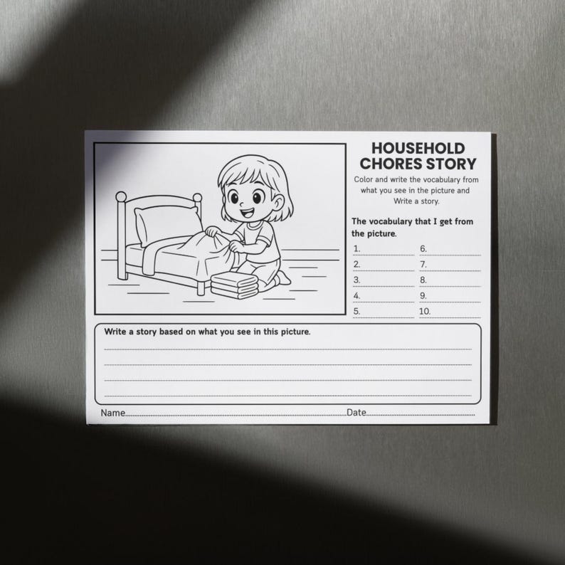 Household Chores Writing Prompts: Grades 1-3, Vocabulary Practice ...