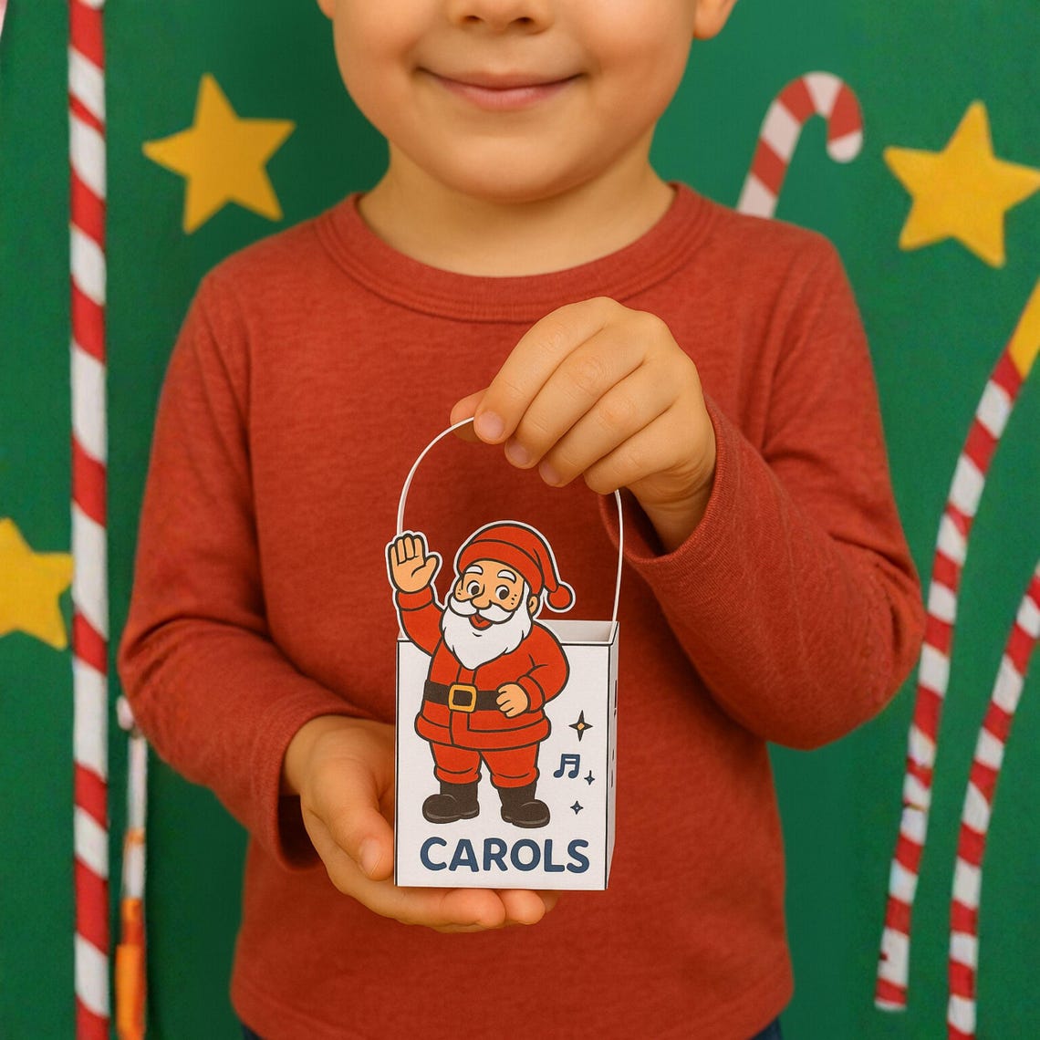 Christmas Santa Basket Crafts for Kids | DIY Coloring Craft Templates ...