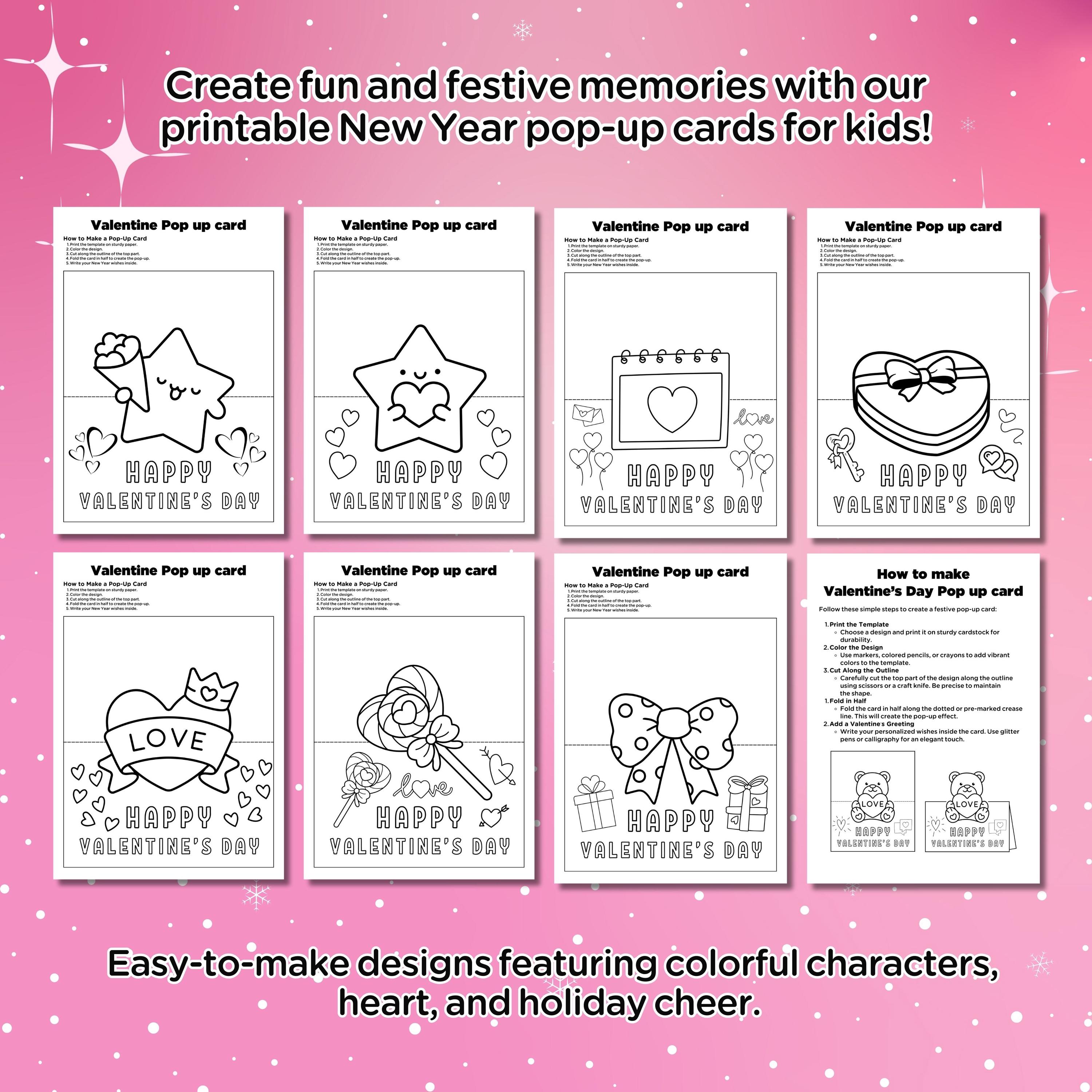 Valentine's Day Pop-up Cards for Kids, Valentine's Day Craft, Printable ...