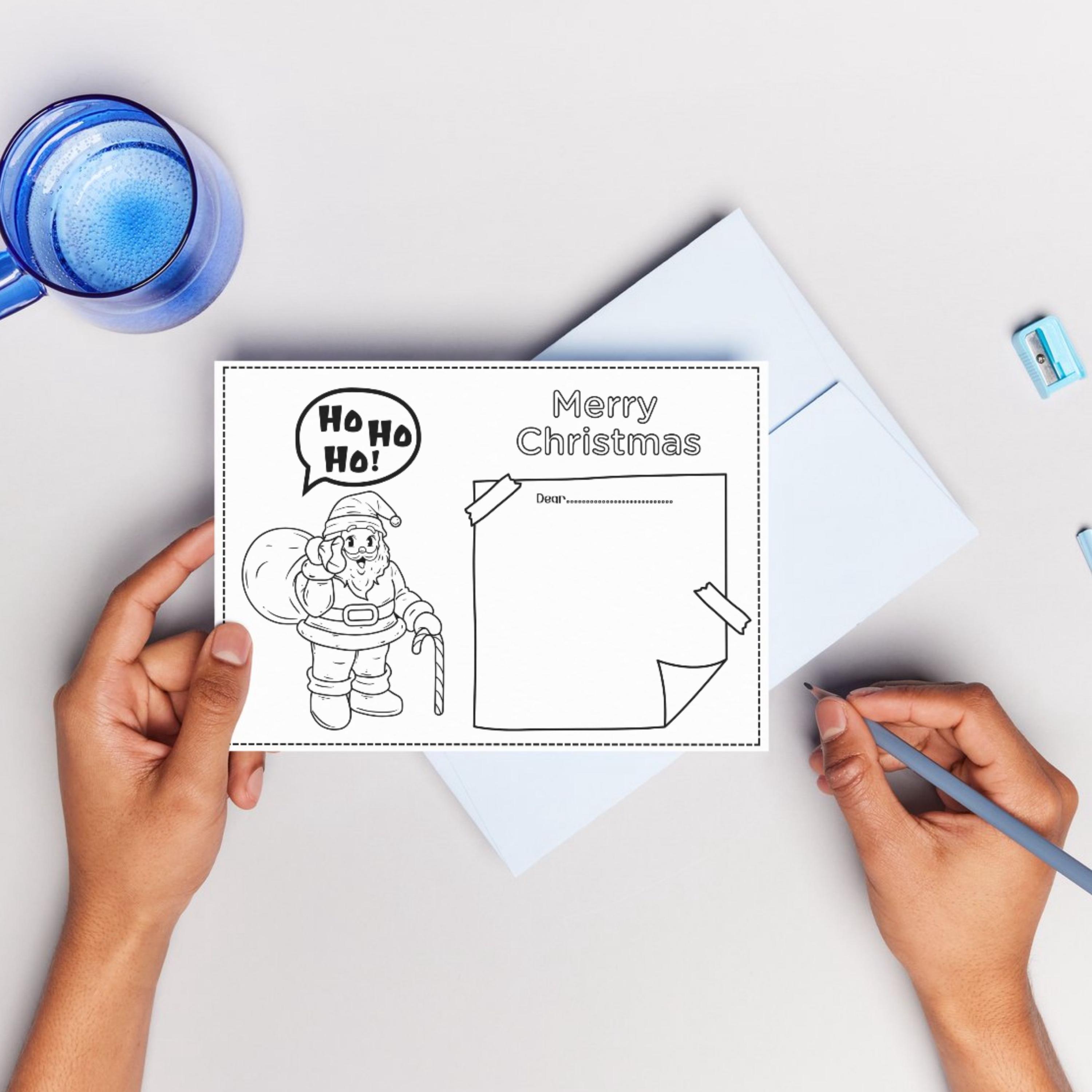 Printable Coloring Christmas Card for Kids, Coloring Page Style, Kids ...