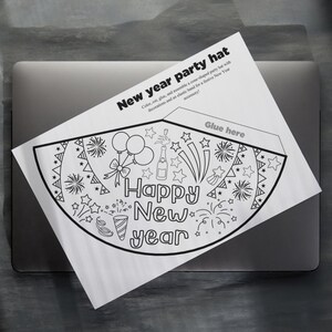 Printable New Years Hat Craft for Kids, New Years Coloring Pages, Kids ...