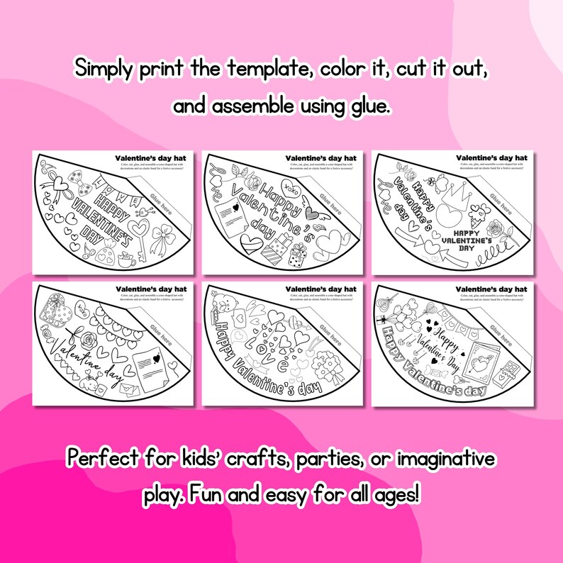Valentine's Day Hat Craft for Kids, Printable Coloring Craft,kids ...