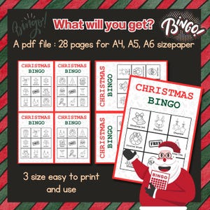 Christmas Bingo Game, Activity for Kids, Bingo Kids, Christmas Bingo ...