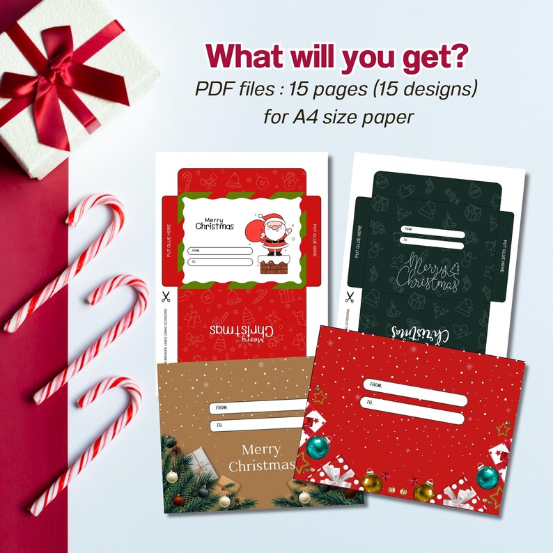 Christmas Envelope Template,christmas Gift Envelope Template,printable ...