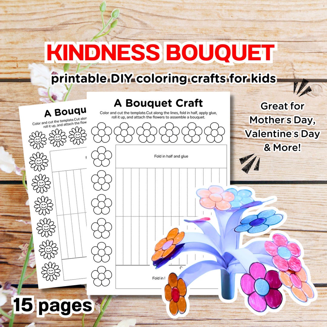 Kindness Bouquet Craft for Kids | Printable Flower Craft for Mother’s ...