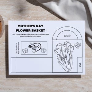 Mother’s Day Flower Basket Craft for Kids, Bag Craft, Printable ...