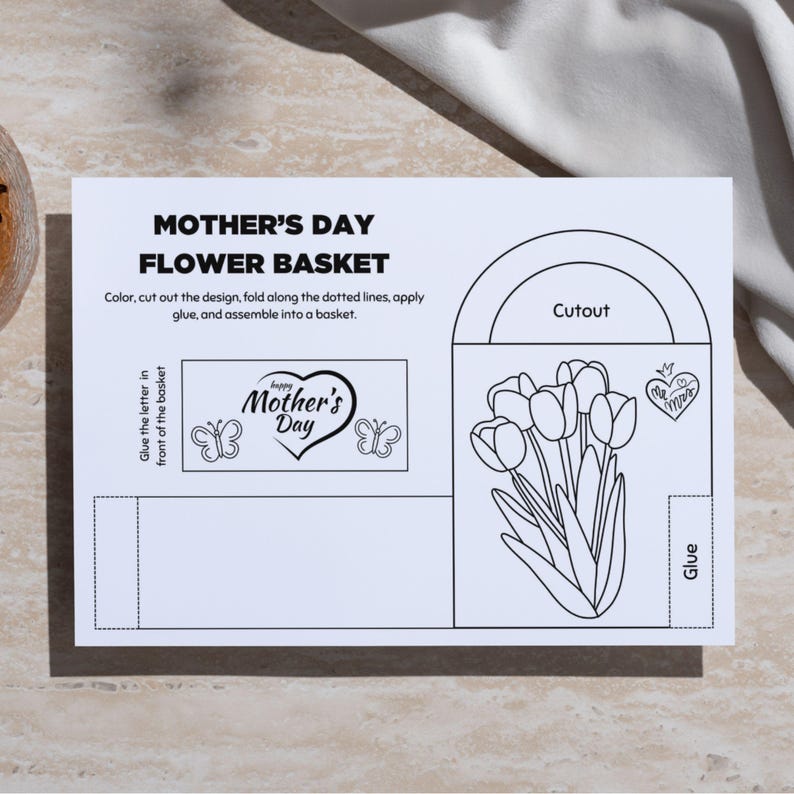 Mother’s Day Flower Basket Craft for Kids, Bag Craft, Printable ...