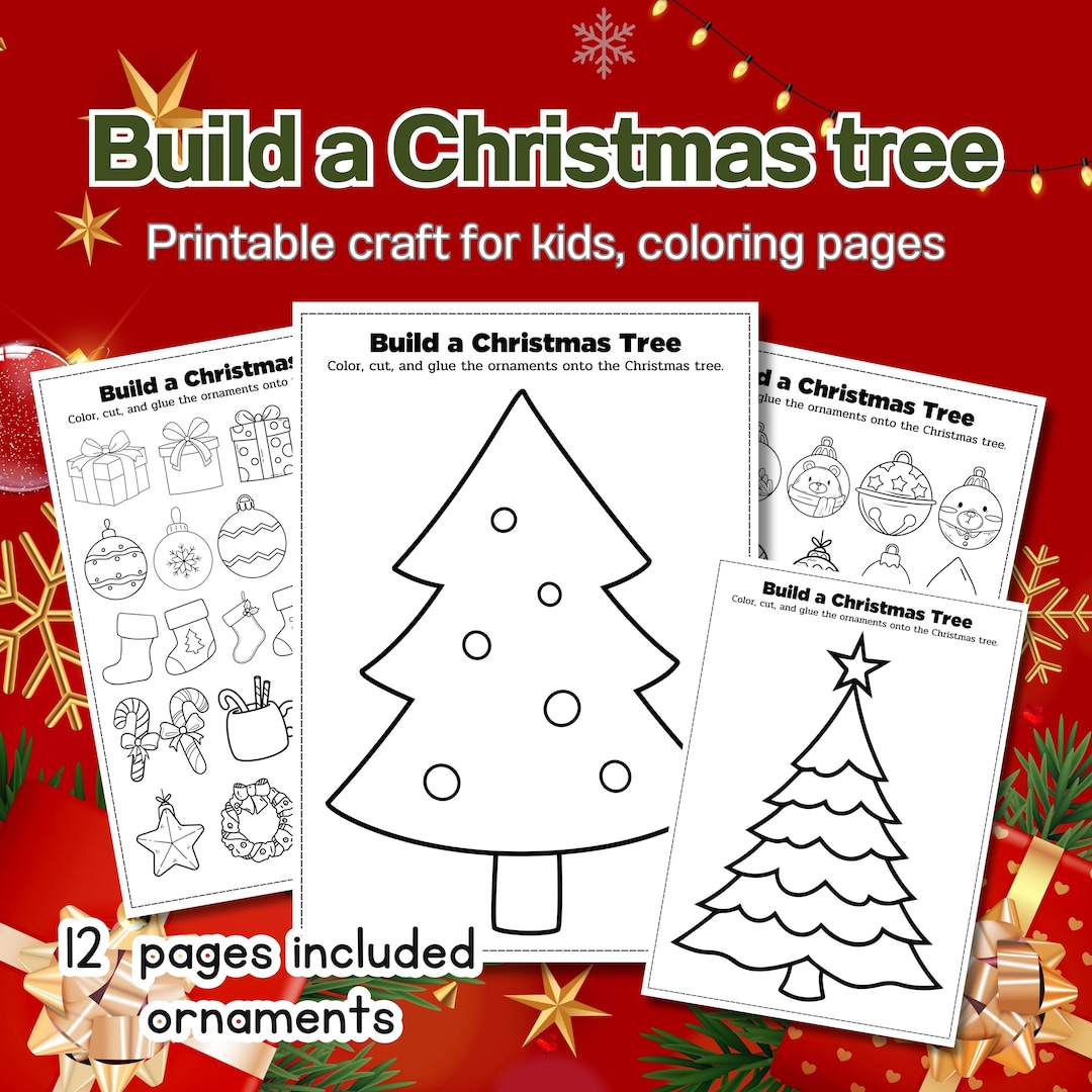 Build a Christmas Tree Craft Kit for Kids, Christmas Coloring Pages ...