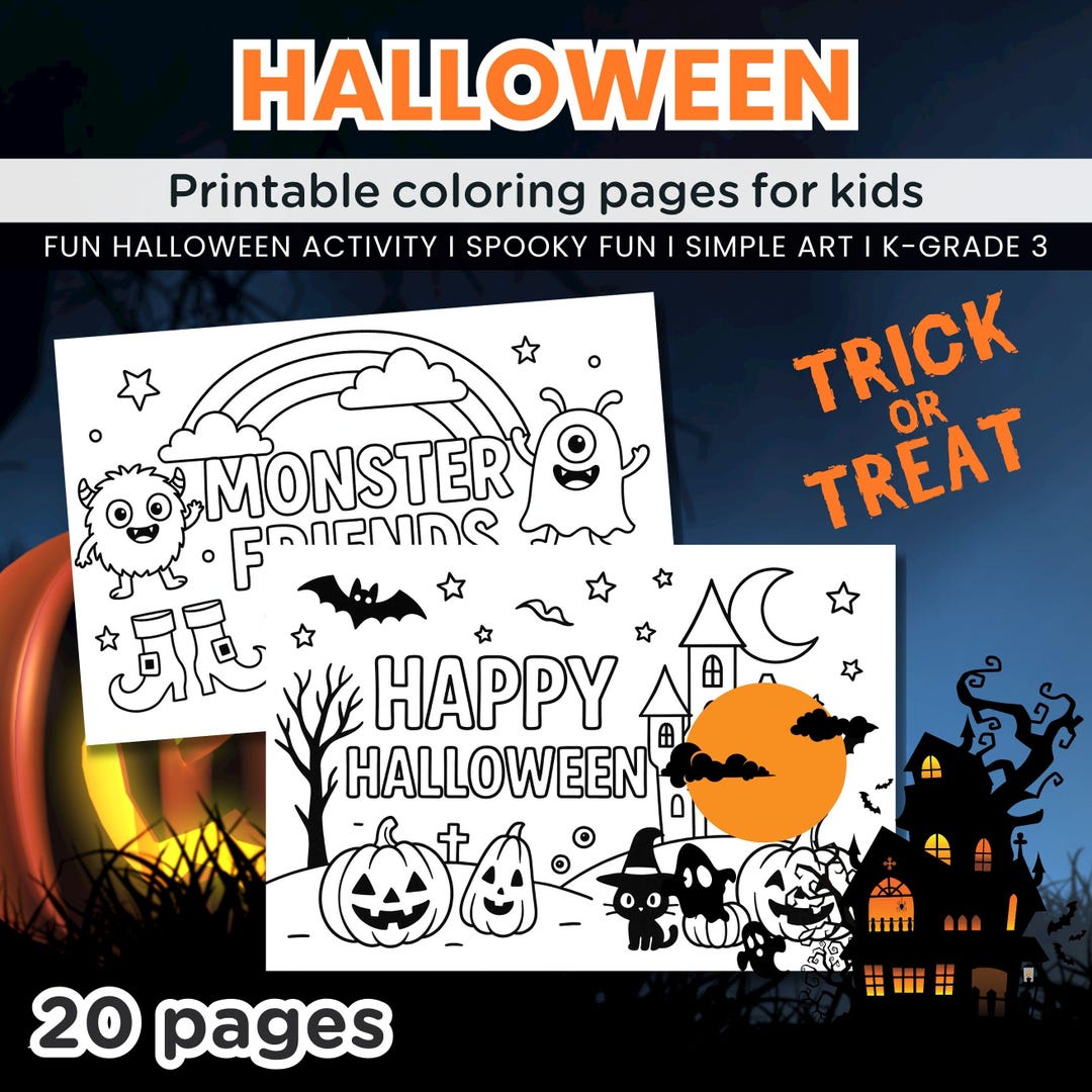 Halloween Coloring Pages for Kids: Spooky Fun, Printable Worksheets ...