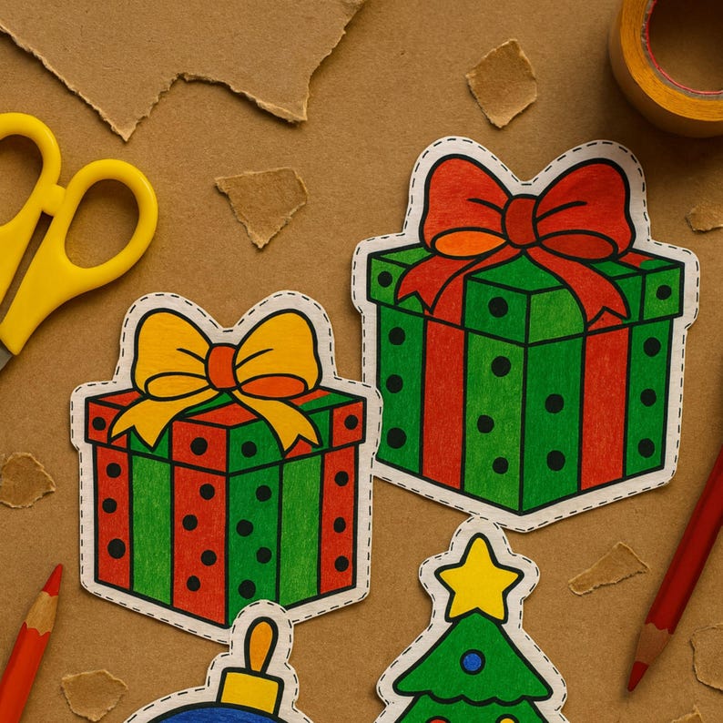 Christmas Gift Box Coloring Templates: Winter Classroom Crafts (PDF) - Etsy
