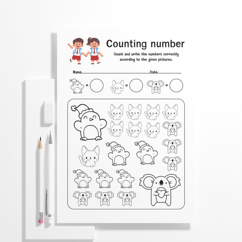 Counting & Writing Number Worksheets for Kindergarten to 1st Grade - Etsy