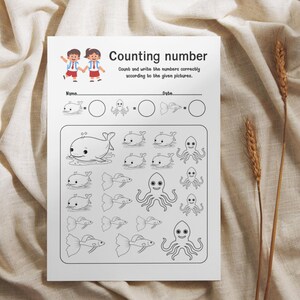 Counting & Writing Number Worksheets for Kindergarten to 1st Grade - Etsy
