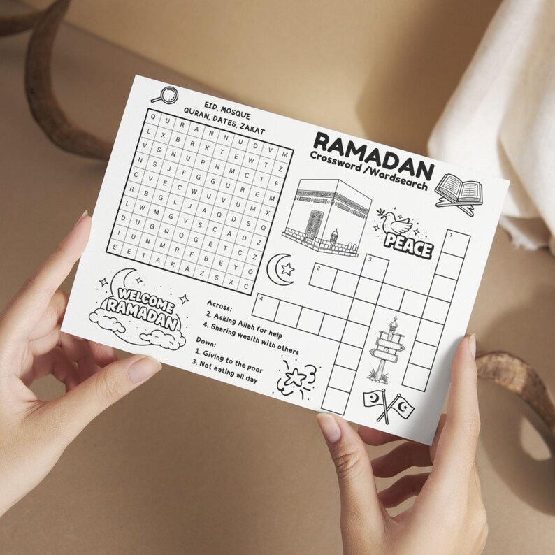 Ramadan Crossword & Word Search Worksheets, Islamic Vocabulary Puzzles ...