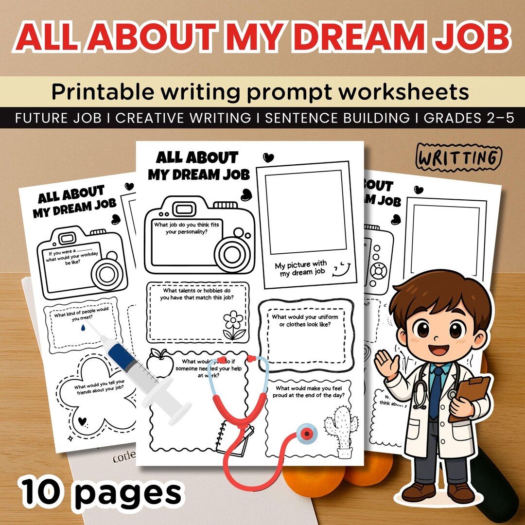 All About My Dream Job Writing Prompt Worksheets for Grades 2–5 ...