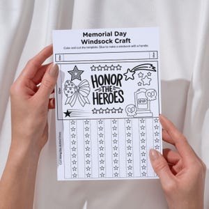 Memorial Day Windsock Craft for Kids, Coloring Craft Template ...