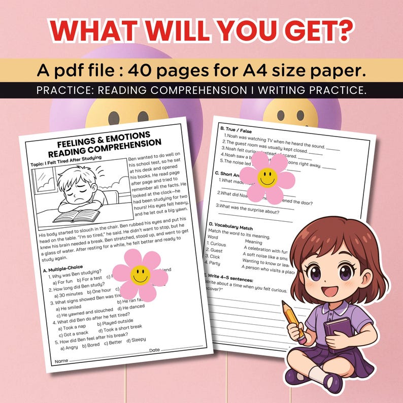 Emotions Reading Comprehension Worksheets: SEL Stories & Creative ...